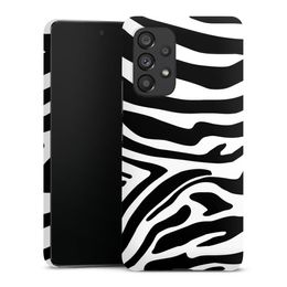 DeinDesign Galaxy A53 5G Handy Premium Case Smartphone Handyh&uuml;lle Schutzh&uuml;lle gl&auml;nzend Animal Look Zebra Animal Print Premium Case