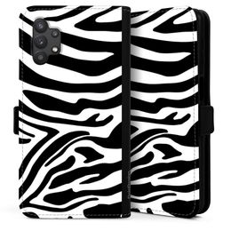 DeinDesign Galaxy A32 5G Handy Klapph&uuml;lle Handyh&uuml;lle aus Kunst Leder schwarz Flip Case Animal Look Zebra Animal Print Sideflip mit langer Lasche