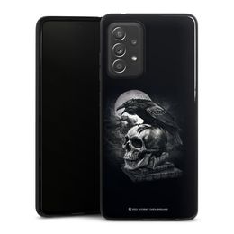 DeinDesign Galaxy A52s 5G Handy Slim Case extra d&uuml;nn Silikon Handyh&uuml;lle schwarz H&uuml;lle Raven Skulls Skull Silikon Slim Case