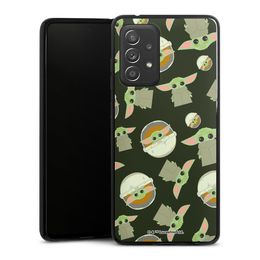 DeinDesign Galaxy A52s 5G Handy Slim Case extra d&uuml;nn Silikon Handyh&uuml;lle schwarz H&uuml;lle Official Licensed Product Star Wars Muster Baby Yoda Silikon Slim Case