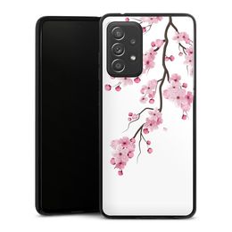 DeinDesign Galaxy A52s 5G Handy Slim Case extra d&uuml;nn Silikon Handyh&uuml;lle schwarz H&uuml;lle Aisa Japan Cherry Blossom Silikon Slim Case
