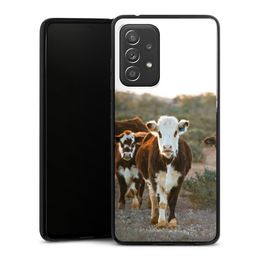 DeinDesign Galaxy A52s 5G Handy Slim Case extra d&uuml;nn Silikon Handyh&uuml;lle schwarz H&uuml;lle Cow Farmer Calf Silikon Slim Case
