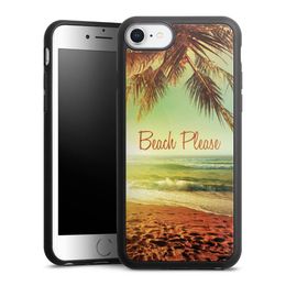 DeinDesign iPhone SE (2020) Handy Gallery Case Handyh&uuml;lle 9H Geh&auml;rtetes Glas R&uuml;ckseite H&uuml;lle Beach Palm Tree Urlaub Gallery Case