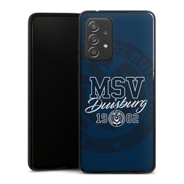 DeinDesign Galaxy A52s 5G Handy Slim Case extra d&uuml;nn Silikon Handyh&uuml;lle schwarz H&uuml;lle Soccer Merchandise Msv Duisburg Silikon Slim Case