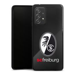 DeinDesign Galaxy A52s 5G Handy Slim Case extra d&uuml;nn Silikon Handyh&uuml;lle schwarz H&uuml;lle Sc Freiburg Lettering Logo Silikon Slim Case