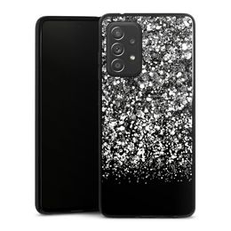 DeinDesign Galaxy A52s 5G Handy Slim Case extra d&uuml;nn Silikon Handyh&uuml;lle schwarz H&uuml;lle Muster Snowflake Glitzer Silikon Slim Case