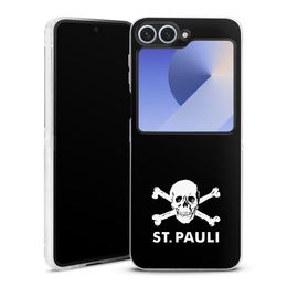 DeinDesign Galaxy Z Flip 6 Handy Hard Case Schutzh&uuml;lle transparent Smartphone Handy H&uuml;lle Totenkopf Official Licensed Product Fc St. Pauli Hard Case