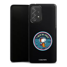 DeinDesign Galaxy A52s 5G Handy Slim Case extra d&uuml;nn Silikon Handyh&uuml;lle schwarz H&uuml;lle Peanuts Weltall Snoopy Silikon Slim Case