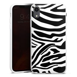 DeinDesign iPhone Xr Handy Silikon H&uuml;lle Case wei&szlig; Handyh&uuml;lle Animal Look Zebra Animal Print Silikon Case