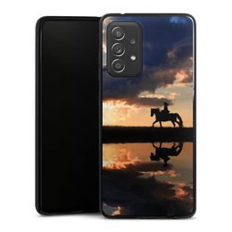 DeinDesign Galaxy A52s 5G Handy Slim Case extra d&uuml;nn Silikon Handyh&uuml;lle schwarz H&uuml;lle Sunset Horseback Riding Horse Silikon Slim Case