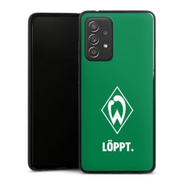 DeinDesign Galaxy A52s 5G Handy Slim Case extra d&uuml;nn Silikon Handyh&uuml;lle schwarz H&uuml;lle Sv Werder Bremen Statement Official Licensed Product Silikon Slim Case