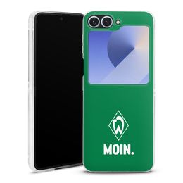 DeinDesign Galaxy Z Flip 6 Handy Hard Case Schutzh&uuml;lle transparent Smartphone Handy H&uuml;lle Moin Official Licensed Product Sv Werder Bremen Hard Case