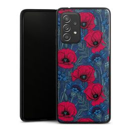 DeinDesign Galaxy A52s 5G Handy Slim Case extra d&uuml;nn Silikon Handyh&uuml;lle schwarz H&uuml;lle Flower Poppy Painting Silikon Slim Case