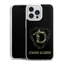 DeinDesign iPhone 13 Pro Handy Silikon H&uuml;lle Case wei&szlig; Handyh&uuml;lle Sgd Official Licensed Product Sg Dynamo Dresden Silikon Case