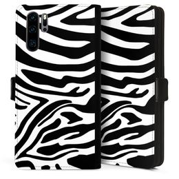 DeinDesign Huawei P30 Pro Handy Klapph&uuml;lle Handyh&uuml;lle aus Kunst Leder schwarz Flip Case Animal Look Zebra Animal Print Sideflip mit langer Lasche