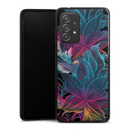 DeinDesign Galaxy A52s 5G Handy Slim Case extra d&uuml;nn Silikon Handyh&uuml;lle schwarz H&uuml;lle Colourful Flowers Neon Silikon Slim Case