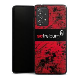DeinDesign Galaxy A52s 5G Handy Slim Case extra d&uuml;nn Silikon Handyh&uuml;lle schwarz H&uuml;lle Official Licensed Product Sc Freiburg Logo Silikon Slim Case