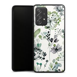 DeinDesign Galaxy A52s 5G Handy Slim Case extra d&uuml;nn Silikon Handyh&uuml;lle schwarz H&uuml;lle Flowers Water Colour Eukalyptus Silikon Slim Case