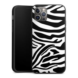 DeinDesign iPhone 12 Pro Handy Premium Silikon H&uuml;lle Handyh&uuml;lle schwarz Case Animal Look Zebra Animal Print Silikon Premium Case