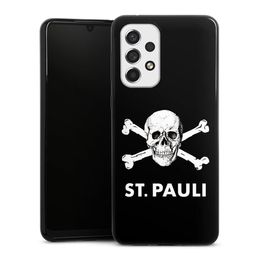 DeinDesign Galaxy A33 5G Handy Slim Case extra d&uuml;nn Silikon Handyh&uuml;lle schwarz H&uuml;lle Totenkopf Official Licensed Product Fc St. Pauli Silikon Slim Case