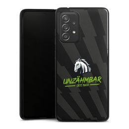 DeinDesign Galaxy A52s 5G Handy Slim Case extra d&uuml;nn Silikon Handyh&uuml;lle schwarz H&uuml;lle Horse Borussia M&ouml;nchengladbach Official Licensed Product Silikon Slim Case