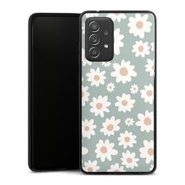 DeinDesign Galaxy A52s 5G Handy Slim Case extra d&uuml;nn Silikon Handyh&uuml;lle schwarz H&uuml;lle Daisy Muster Flowers Silikon Slim Case