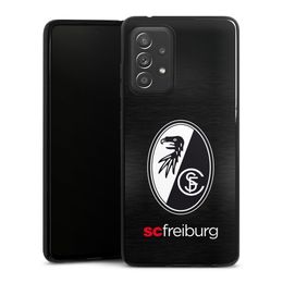 DeinDesign Galaxy A52s 5G Handy Slim Case extra d&uuml;nn Silikon Handyh&uuml;lle schwarz H&uuml;lle Scratch Official Licensed Product Sc Freiburg Silikon Slim Case