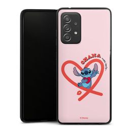 DeinDesign Galaxy A52s 5G Handy Slim Case extra d&uuml;nn Silikon Handyh&uuml;lle schwarz H&uuml;lle Heart Lilo & Stitch Disney Silikon Slim Case