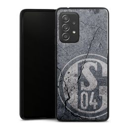 DeinDesign Galaxy A52s 5G Handy Slim Case extra d&uuml;nn Silikon Handyh&uuml;lle schwarz H&uuml;lle Merchandise Fc Schalke 04 Concrete Silikon Slim Case