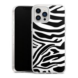 DeinDesign iPhone 13 Pro Max Handy Silikon H&uuml;lle Case transparent Handyh&uuml;lle Animal Look Zebra Animal Print Silikon Case