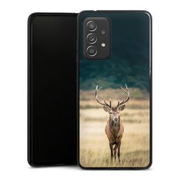 DeinDesign Galaxy A52s 5G Handy Slim Case extra d&uuml;nn Silikon Handyh&uuml;lle schwarz H&uuml;lle Forrest Deer Meadow Silikon Slim Case