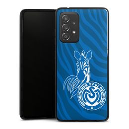 DeinDesign Galaxy A52s 5G Handy Slim Case extra d&uuml;nn Silikon Handyh&uuml;lle schwarz H&uuml;lle Merchandise Msv Duisburg Zebra Silikon Slim Case