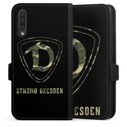 DeinDesign Galaxy A50 Handy Klapph&uuml;lle Handyh&uuml;lle aus Kunst Leder schwarz Flip Case Sgd Official Licensed Product Sg Dynamo Dresden Sideflip mit Lasche