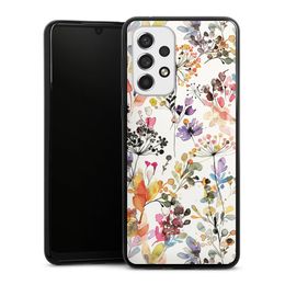 DeinDesign Galaxy A33 5G Handy Slim Case extra d&uuml;nn Silikon Handyh&uuml;lle schwarz H&uuml;lle Pastel Flower Muster Silikon Slim Case