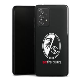 DeinDesign Galaxy A52s 5G Handy Slim Case extra d&uuml;nn Silikon Handyh&uuml;lle schwarz H&uuml;lle Sc Freiburg Official Licensed Product Coat Of Arms Silikon Slim Case