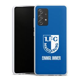 DeinDesign Galaxy A52s 5G Handy Silikon H&uuml;lle Case wei&szlig; Handyh&uuml;lle 1. Fc Magdeburg Official Licensed Product Coat Of Arms Silikon Case