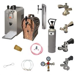 ich-zapfe Untertheken Komplett Set - Zapfanlage JET 30 Bierkoffer, Bierzapfanlage, Durchlaufk&uuml;hler 1-leitig Trockenk&uuml;hler, bis zu 35 Liter/h mit Holzfass