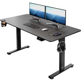 Casaria H&ouml;henverstellbarer Schreibtisch Schwarz 140x60x73-118cm