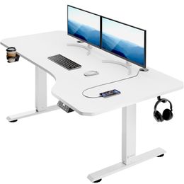 Casaria H&ouml;henverstellbarer Schreibtisch Wei&szlig; 160x75x73-118cm