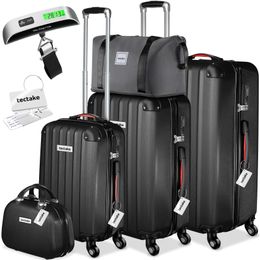 TecTake&reg; Hartschalenkoffer-Set, 19-teilig, Hartschalen aus robustem ABS-Kunststoff, 360&deg; drehbare, abnehmbare Rollen, inklusive Packw&uuml;rfelset, Kofferwaage und -anh&auml;nger
