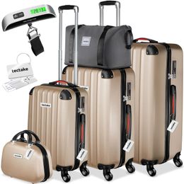 TecTake&reg; Hartschalenkoffer-Set, 19-teilig, Hartschalen aus robustem ABS-Kunststoff, 360&deg; drehbare, abnehmbare Rollen, inklusive Packw&uuml;rfelset, Kofferwaage und -anh&auml;nger