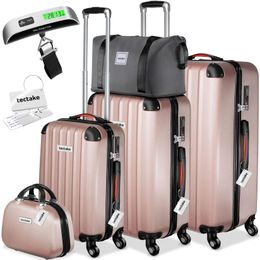 TecTake&reg; Hartschalenkoffer-Set, 19-teilig, Hartschalen aus robustem ABS-Kunststoff, 360&deg; drehbare, abnehmbare Rollen, inklusive Packw&uuml;rfelset, Kofferwaage und -anh&auml;nger