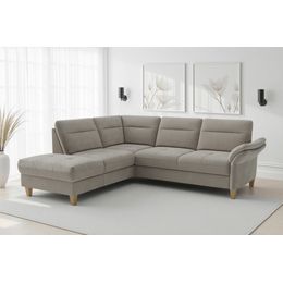 Sit & More Ecksofa SIT & MORE "Pamela", beige (stone), B:218cm H:90cm T:212cm, 100% Polyester, Sofas, Ecksofa, mit Federkern