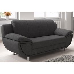 2-Sitzer Trendmanufaktur "Rondo II, zeitlos und bequem, Breite 178cm", grau (dunkelgrau), B:178cm H:85cm T:94cm, Struktur (100% Polyester), Sofas, wahlweise mit komfortablem Federkern, mit extra breiten Armlehnen