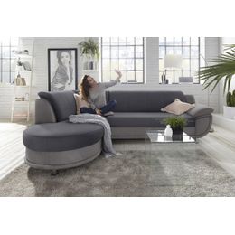 Ecksofa Trendmanufaktur "Rondo 3, zeitlos & bequem, Materialmix, L-Form, Breite 265cm", grau (grau, dunkelgrau), B:265cm H:85cm T:190cm, Kunstleder SOFTLUX / Struktur (77% Polyester; 23% Polyacryl);Luxus-Microfaser ALCAZAR (100% Polyester) / Feinstruktur (100% Polyester), Sofas, Ecksofa, wahlweise mit Federkern f&uuml;r mehr Komfort, wahlweise mit Bettfunktion