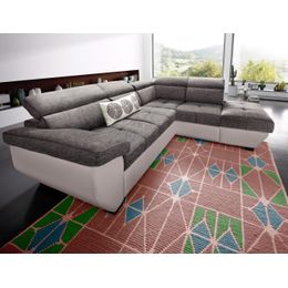 Ecksofa COTTA "Speedway L-Form", sand, schoko, B:262cm H:79cm T:102cm, Kunstleder SOFTLUX / Struktur (100% Polyester);Edles Flachgewebe (100% Polyester) / Feine Struktur (100% Polyester);Kunstleder SOFTLUX / Luxus-Microfaser (100% Polyester), Sofas, Ecksofa, Kopfteilverstellung, optional Bettfunktion & Bettkasten