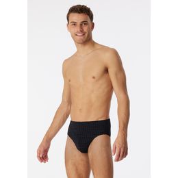 Minislip Schiesser "Cotton Casual", Herren, Gr. 7, schwarz (000, schwarz), Single Jersey, Obermaterial: 95% Baumwolle, 5% Elasthan, k&ouml;rpernah, Unterhosen, ohne Eingriff, kariert