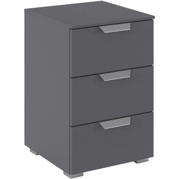 Nachtkommode Rauch "Nachttisch Nachtkonsole ORIAS in Dekor- oder Hochglanzfront", grau (graumetallic), B:40cm H:61cm T:42cm, Holzwerkstoff, Sideboards, mit 3 ger&auml;umigen Schubladen f&uuml;r viel Stauraum MADE IN GERMANY