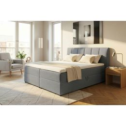 Boxbett ED EXCITING DESIGN "Granada" inkl. Bettkasten und Topper", grau (grau colet 06), B:200cm L:213cm, 100% Polyester, Komplettbetten, erh&auml;ltlich in den Gr&ouml;&szlig;en 120x200cm & 180x200cm