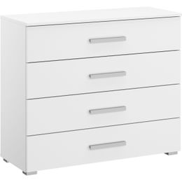 Schubkastenkommode Rauch "Sideboard Kommode Schubkastenkommode KOLUNA mit Dekorfront", wei&szlig; (alpinwei&szlig;), B:80cm H:81cm T:42cm, Holzwerkstoff, Sideboards, vier gro&szlig;e und ger&auml;umige Schubladen mit viel Stauraum MADE IN GERMANY